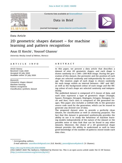 2d Geometric Shapes Dataset For Machine Learning And Patte 2020