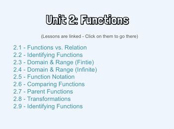 Algebra Unit Functions Guided Notes W Answer Key By Mathwithmitola