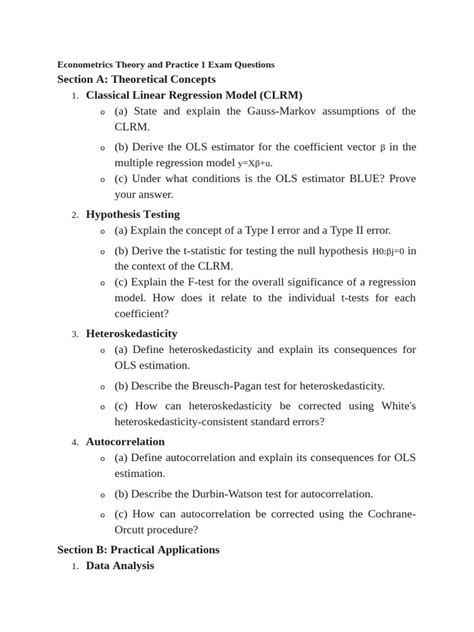 Econometrics Theory And Practice 1 Pdf Ordinary Least Squares Time Series