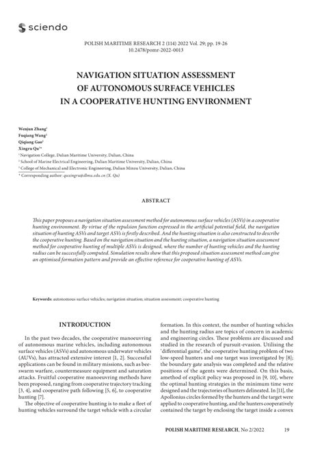 Pdf Navigation Situation Assessment Of Autonomous Surface Vehicles In A Cooperative Hunting