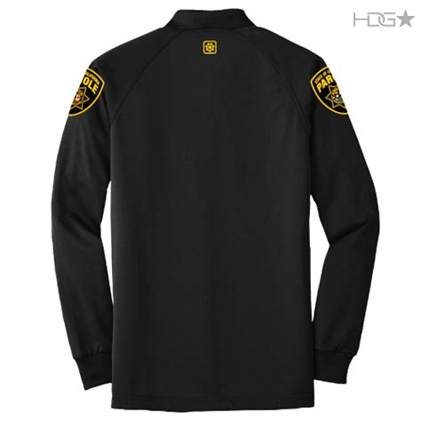 California Parole Agent Black Tactical Long Sleeve Performance Polo