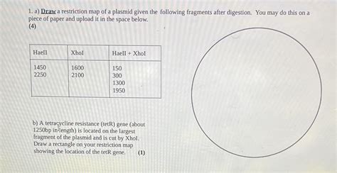 [solved] 1 a draw a restriction map of a plasmid given the following