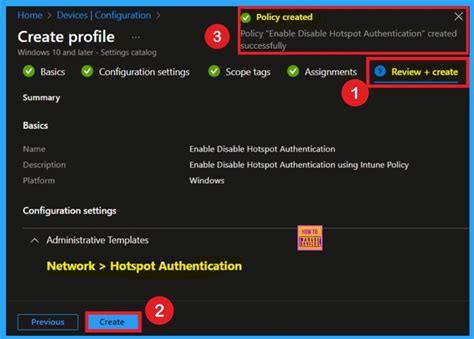 Enable Or Disable Hotspot Authentication In Networks Using Intune