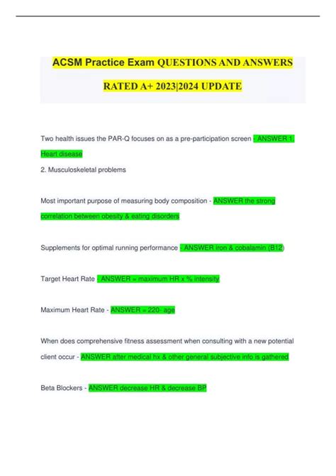 acsm practice exam questions and answers rated a 2023 2024 update