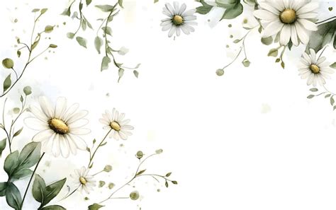 Watercolor Daisy Border Premium Ai Generated Image
