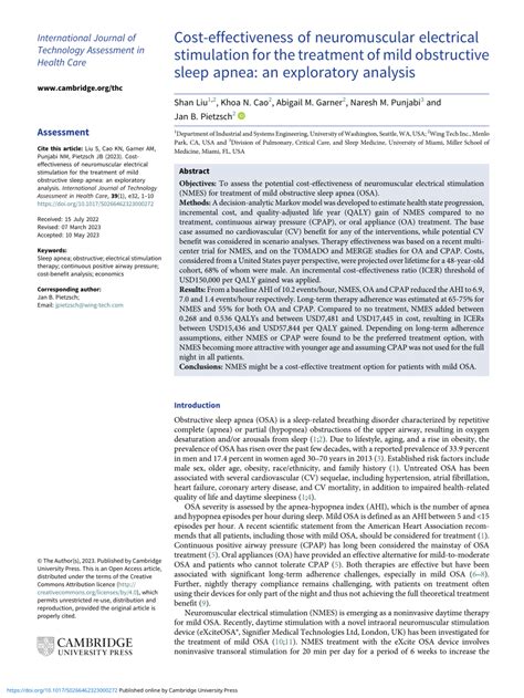 Pdf Cost Effectiveness Of Neuromuscular Electrical Stimulation For The Treatment Of Mild