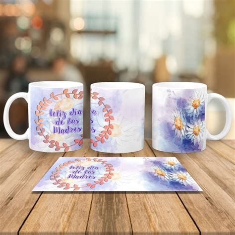 Taza De Frase Para Mamá Con Flores Personalizada Por Sublimación ☎️