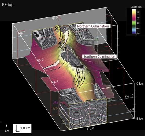 3d Perspective View Of The Seismic Cube With The Interpreted Surface Of Download Scientific