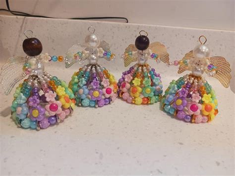 Beaded Safety Pin Angel In Pastel Blossom Etsy