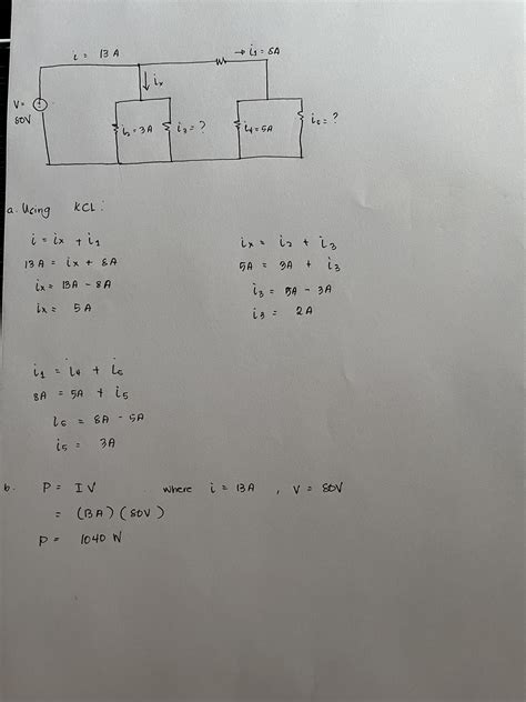 [solved] please solve 3 determine the unknown currents ix i3 and i5 in course hero