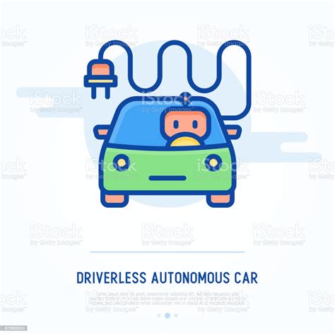 무인 자율 자동차 선 아이콘입니다 지능형 차량입니다 자기 운전 자동차의 벡터 그림입니다 감지기에 대한 스톡 벡터 아트 및 기타 이미지 Istock