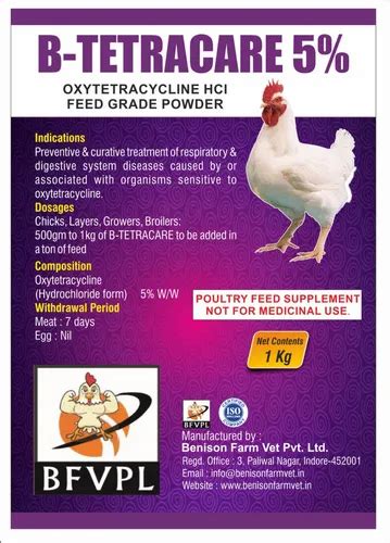 B TETRACARE 5 Oxytetracycline HCL Feed Grade Powder Packaging Type Pouch At 130 Pack In