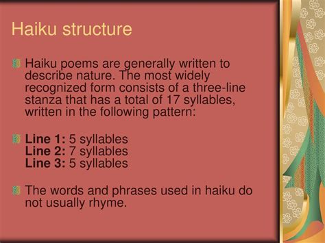 How Are Haikus Composed Ppt Download