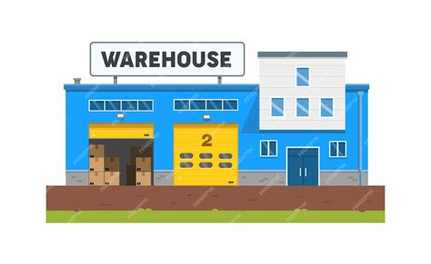 Premium Vector The Warehouse Building Is Blue Industrial Building