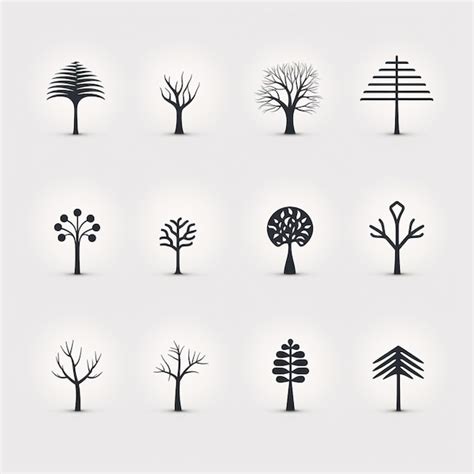 Premium Photo A Set Of Nine Different Trees With Different Shapes And