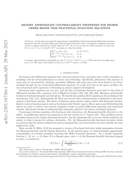 Pdf Memory Approximate Controllability Properties For Higher Order