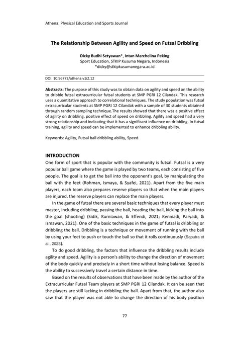Pdf Relationship Between Agility And Speed On Futsal Dribbling