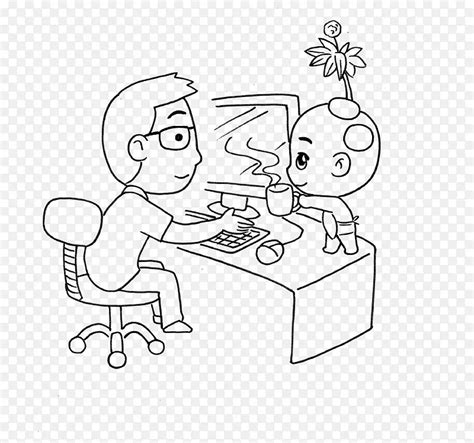 手绘画人物电脑工作png图片素材下载 图片编号11102607 Png素材网
