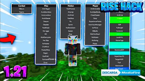 🔵 Nuevo Rise Hack Para Minecraft Bedrock 1 21 Kill Aura Fly Full Bright Y Más Youtube
