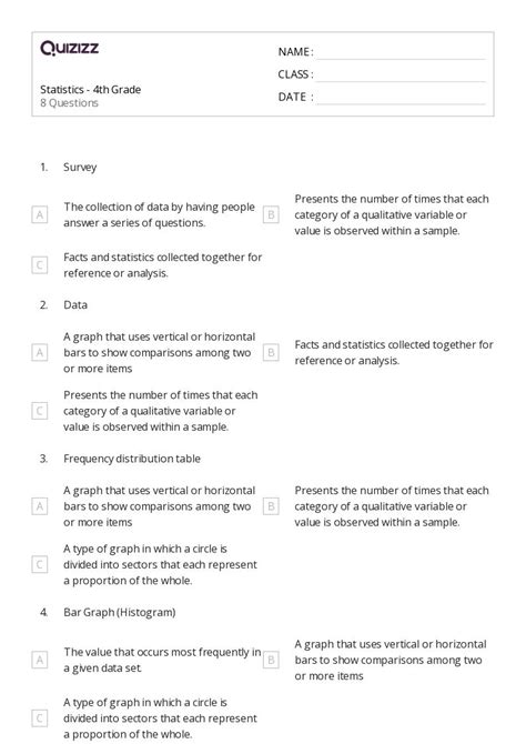 50 Statistics Worksheets For 4th Class On Quizizz Free And Printable