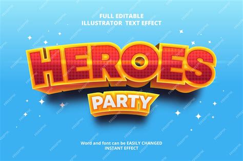 Premium Vector Text Effect Heroes Party Cartoon Style For Use For