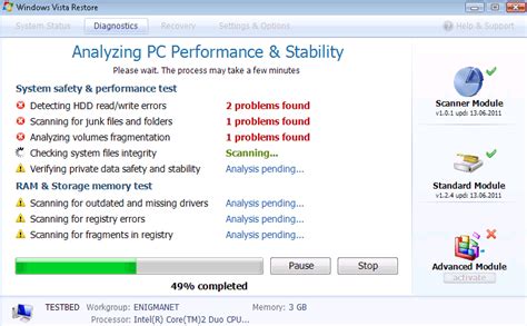 Windows Vista Restore Removal Report