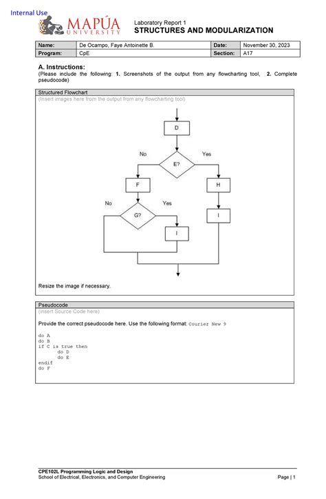 Laboratory 1 Cpe102l Laboratory Report 1 Structures And