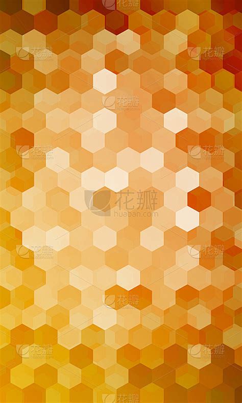 明亮的橙色背景。六边形模式说明。已经