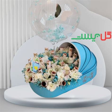 خرید باکس گل نوزادی برسام باکس گل و پول برای تولد نوزاد