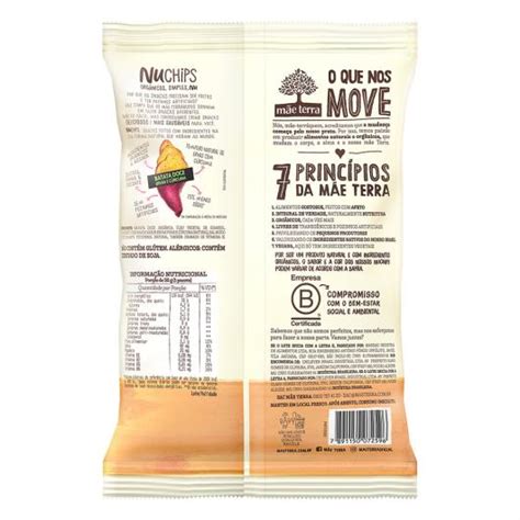 Chips De Batata Doce Orgânico Ervas E Cúrcuma Mãe Terra Nuchips Pacote