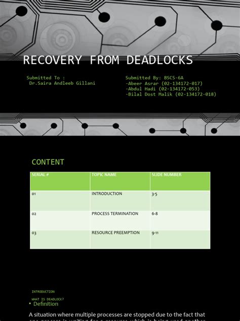 Recovery From Deadlocks Pdf
