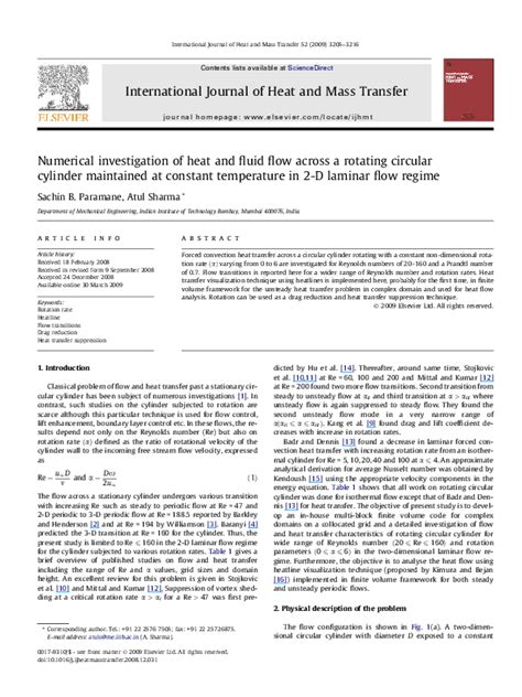 Pdf Numerical Investigation Of Heat And Fluid Flow Across A Rotating