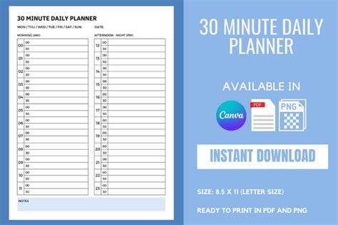 Daily Schedule Template 30 Minutes