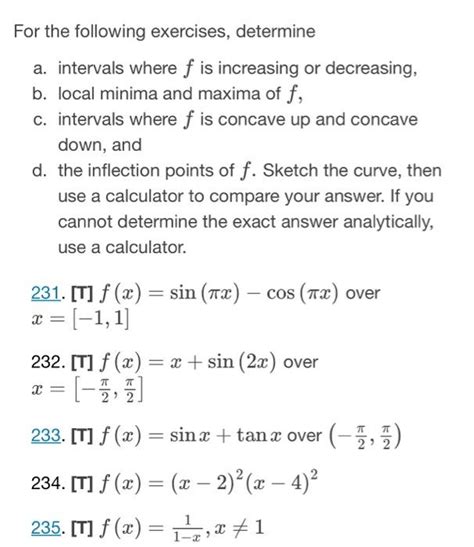 Solved For The Following Exercises Determine A Intervals Chegg