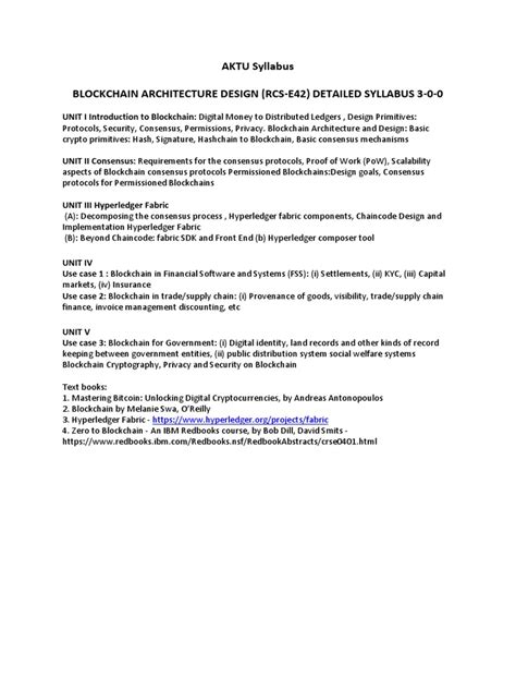 Syllabus Blockchain Architecture And Design Pdf