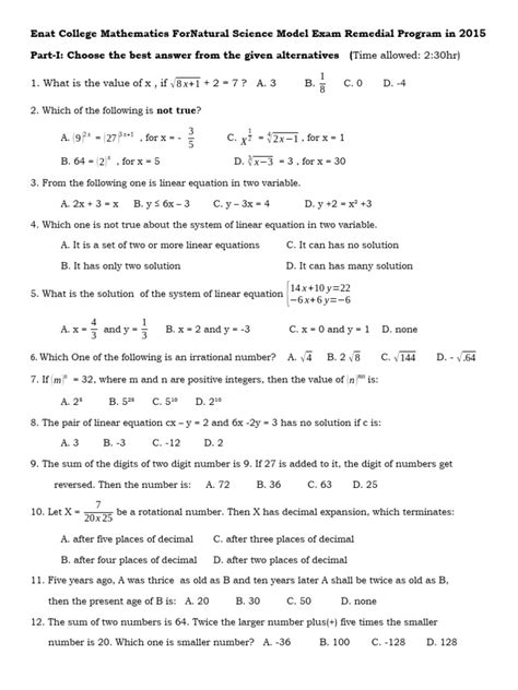 Enat Maths For Natural Remedial Pdf Polynomial Equations