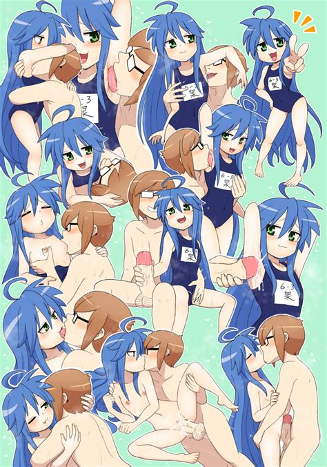 Ivan Cap Ivancyxic Izumi Konata Lucky Star Highres Babe Girl Ahoge Barefoot Blue Hair