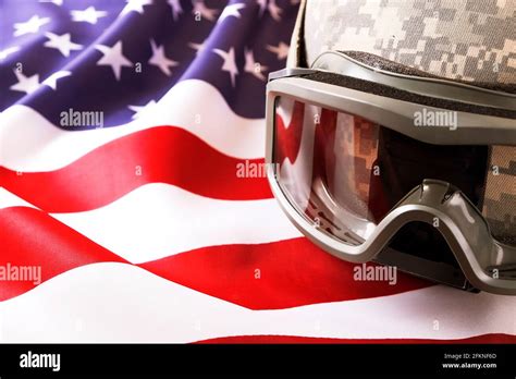Us Army Kevlar Combat Helmet Camo Cover Tactical Goggles Usa Flag