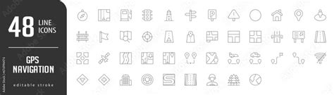 Location Line Editable Icons Set Vector Illustration In Modern Thin Lineal Icons Types Compass