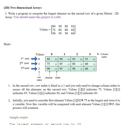 Solved 2d Two Dimensional Arrays 1 Write A Program To