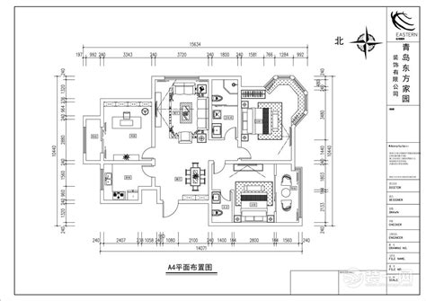 黄岛颐海蓝湾115平中式风格 硬装造价15万 青岛东方家园装饰装修效果图