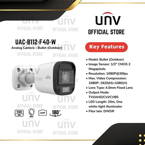 Jual Uniview CCTV 2MP Colour Hunter HD Fixed Mini Bullet Analog Camera