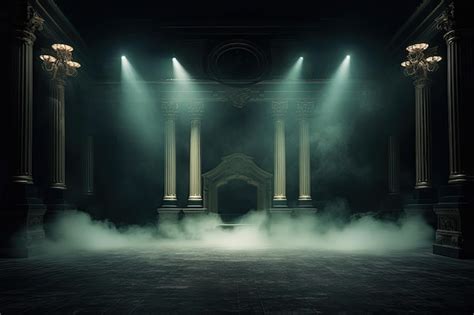 Premium Ai Image Theatrical Set With Fake Fog And Haze Over A Dark