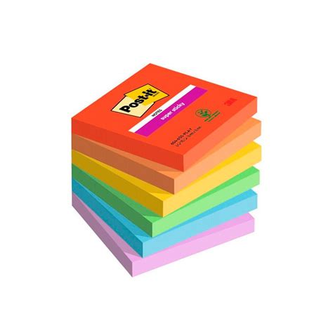 Post It Notas Adhesivas Super Sticky Playful 76x76mm 90 Hojas Bloc 5