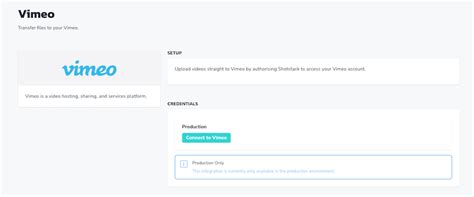 Vimeo Destination Shotstack Documentation