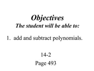Add Subtract Polynomials PPT