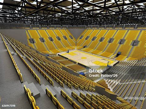 노란색 좌석과 아름다운 농구 경기장의 3d 렌더링 농구 팀 스포츠에 대한 스톡 사진 및 기타 이미지 농구 팀 스포츠 스타디움 실내 Istock