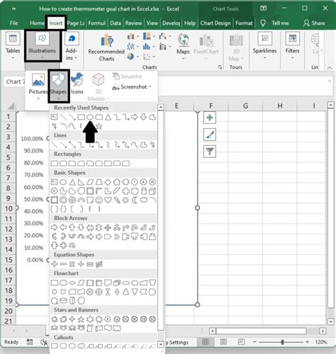 Excel 如何创建温度计目标图表 极客教程