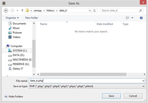 latihan pemrograman web database pada xampp dan php