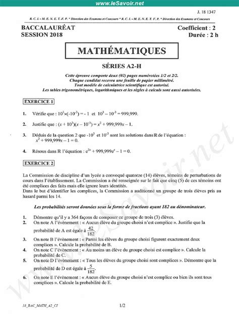 18 Bac Math A2 Ci Pdf